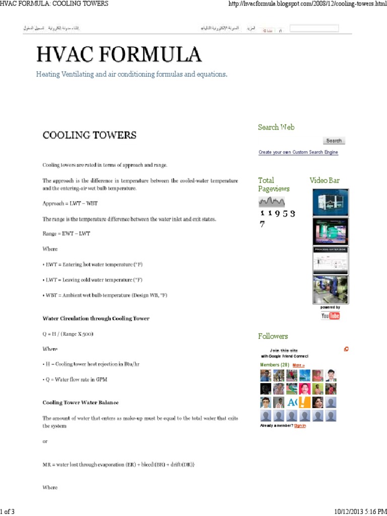 Cooling Tower Efficiency and Formulas | PDF | Technology & Engineering