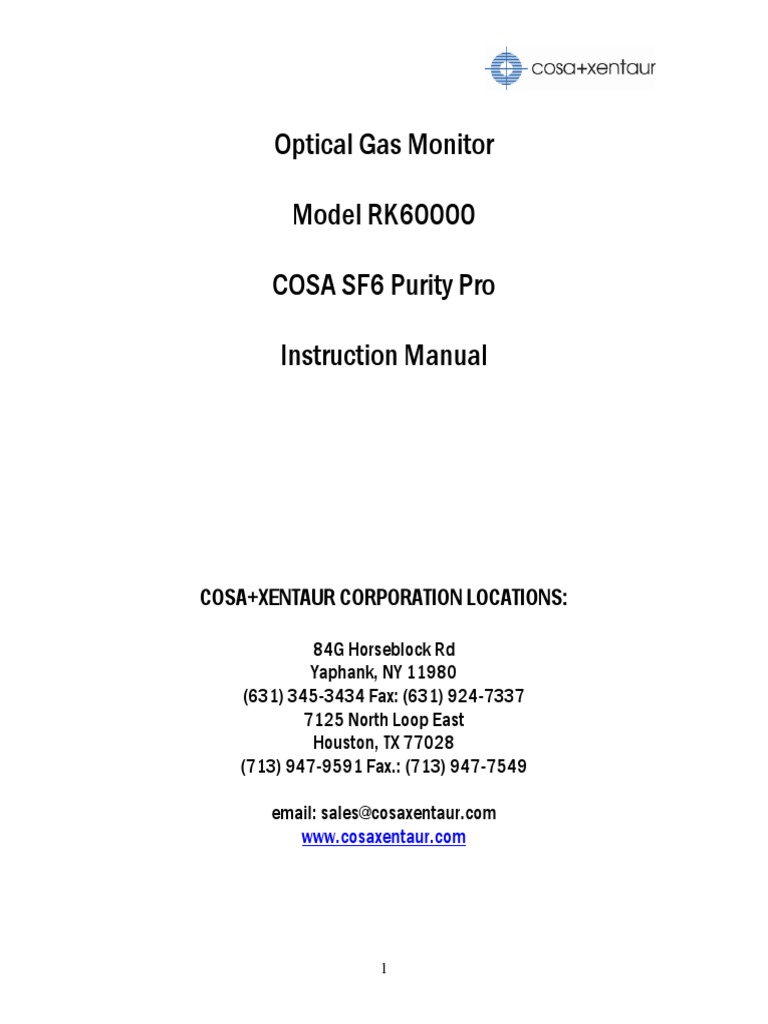 SF6 Purity Test Operation Manual | PDF | Gases | Atmosphere Of Earth