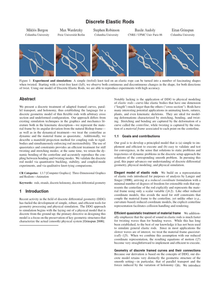 Discrete Elastic Rods | PDF | Curvature | Buckling