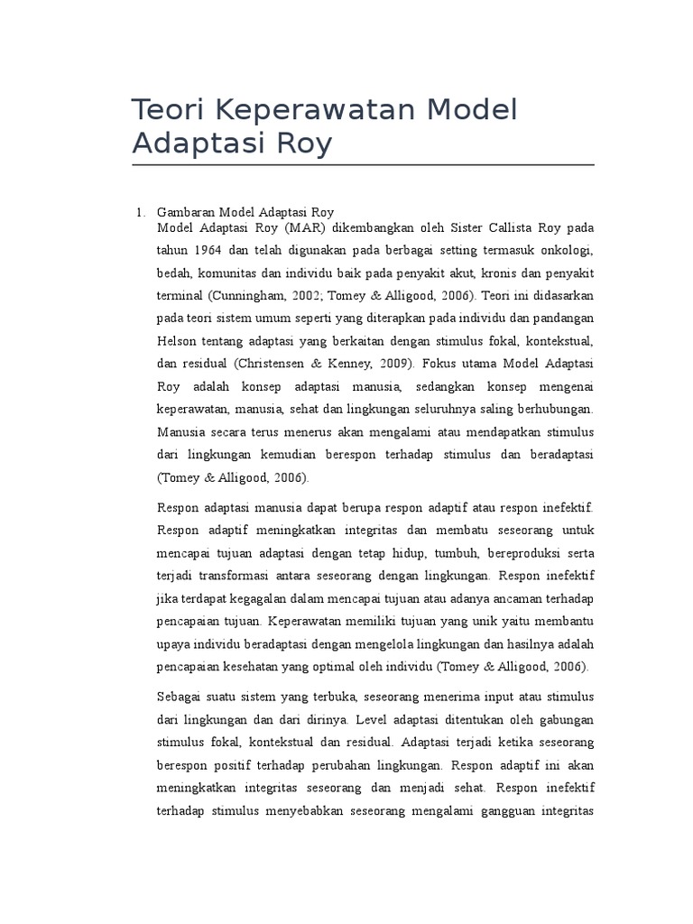 Pengkajian Model Adaptasi Roy | PDF