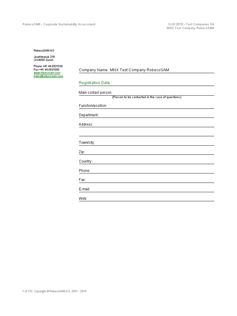 Sample Questionnaire 2 Sustainability assessment | Board Of Directors ...