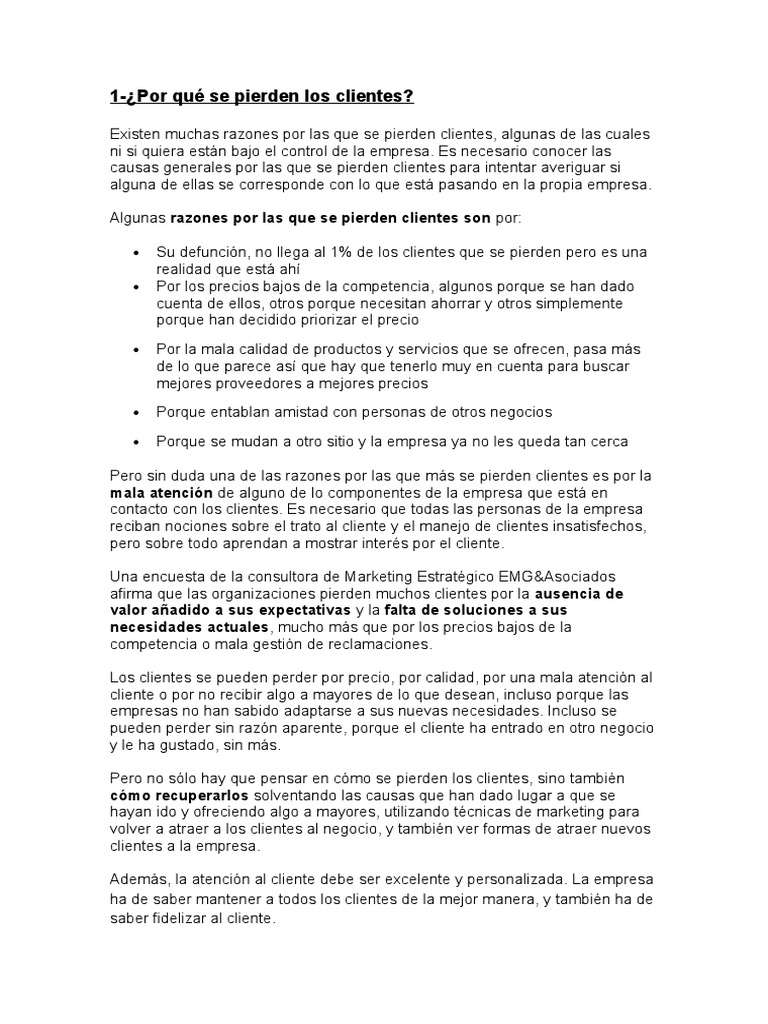 Causas de la Pérdida de Clientes | PDF | Marketing | Business