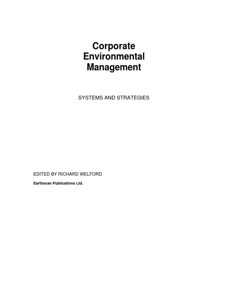 Corporate Environmental Management SYSTEMS AND STRATEGIES | PDF ...
