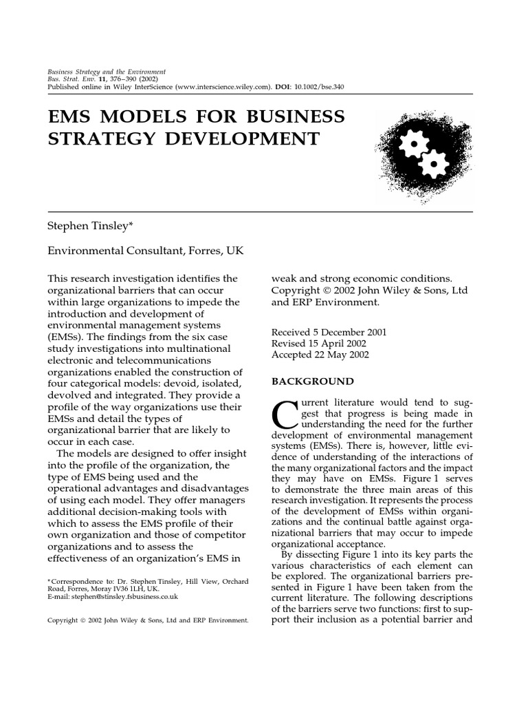 Ems Models For Business Strategy Development | PDF | Environmental ...