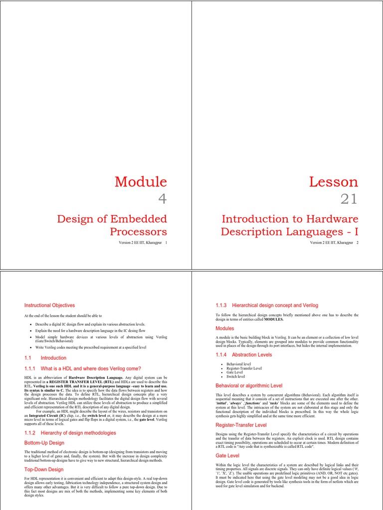 Hardware Descriptive Languages | PDF | Hardware Description Language | Logic Synthesis