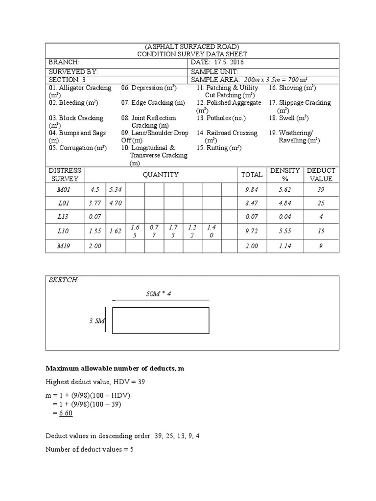Calculation PCI METHOD | PDF | Road | Road Surface