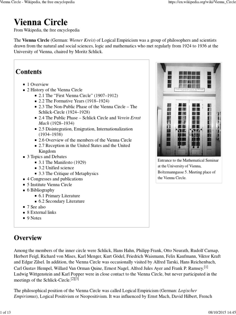 Vienna Circle - Wikipedia, The Free Encyclopedia | PDF | Empiricism ...