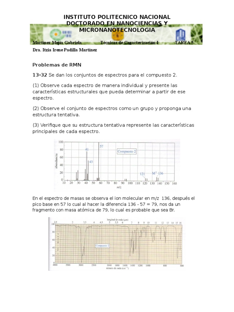 Tarea 5 Problemas RMN | PDF | Resonancia magnética nuclear | Cloro