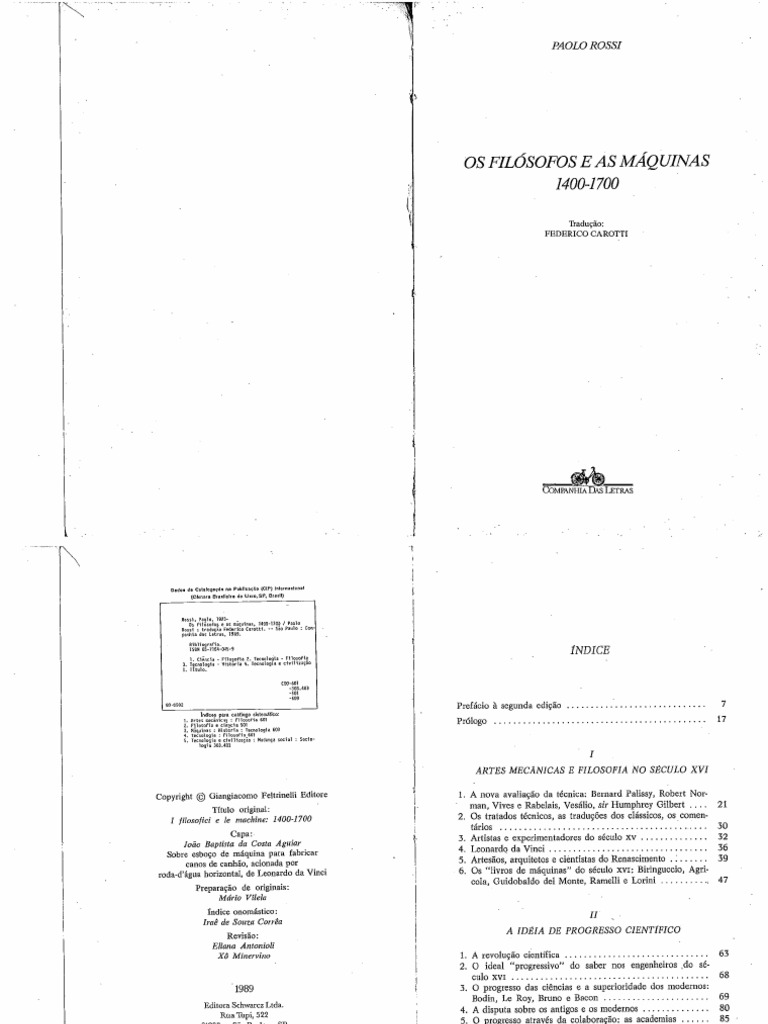 ROSSI, Paolo - Os Filósofos e As Máquinas Cap1 | PDF