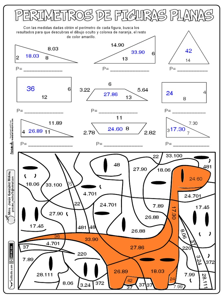 Perímetros de Figuras Planas para Sexto | PDF