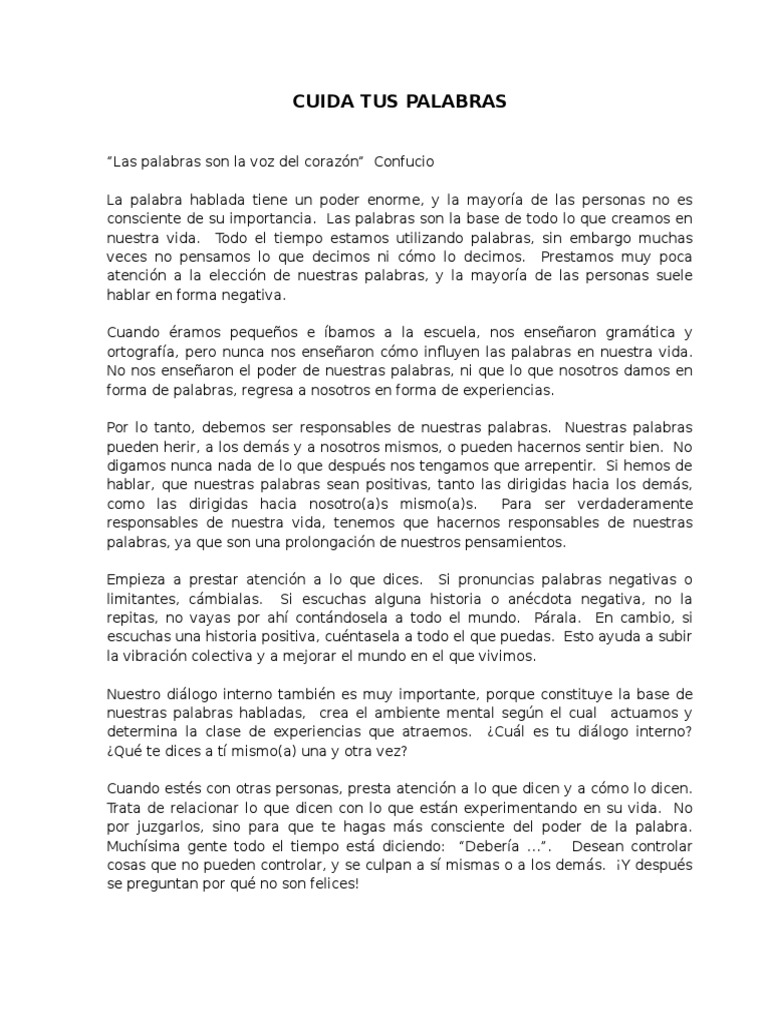 Cuida Tus Palabras | PDF | Verdad | Realidad