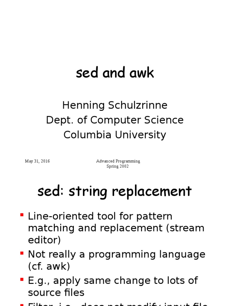 sed & awk for Advanced Programmers | PDF