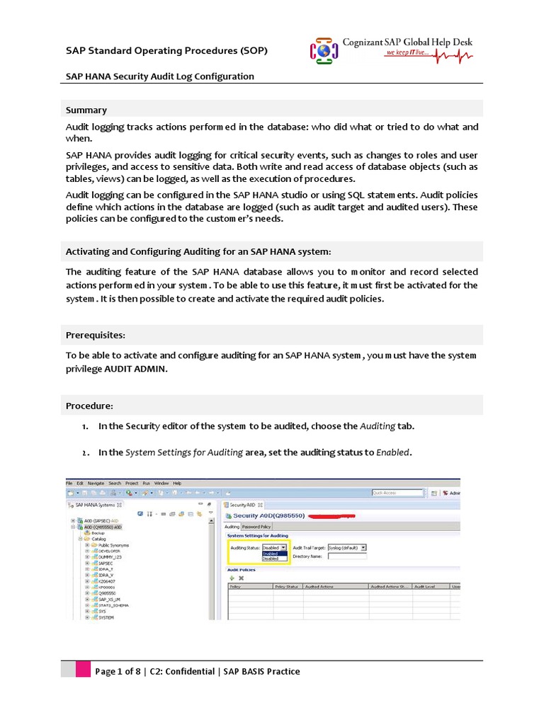 HANA Security Audit Log Configuration | PDF | Databases | Information ...