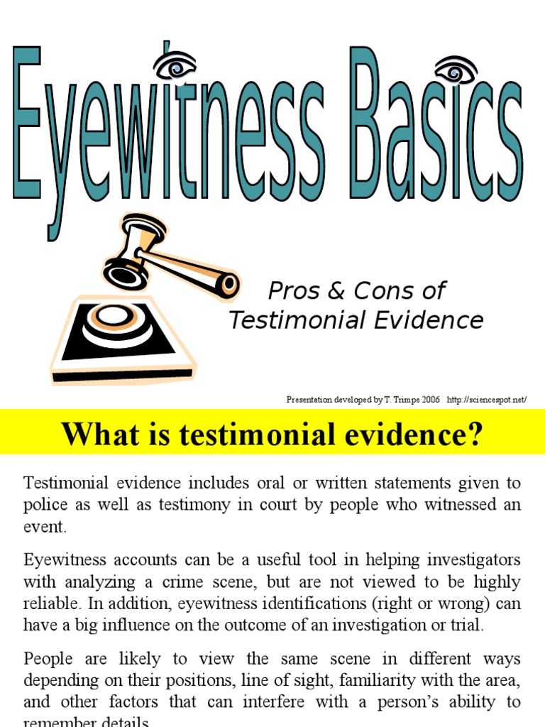 Eyewitness Basics Witness Common Law