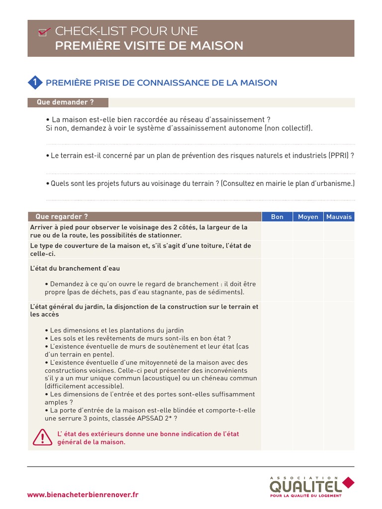 Checklist Maison Visite | PDF | Fenêtre | Ventilation (Architecture)