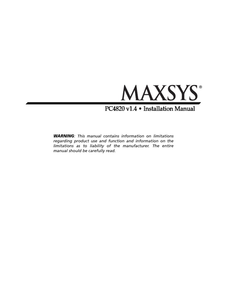 Maxsys PC4820 V1.4 - Manual Instalare PDF | PDF | Damages | Security Alarm