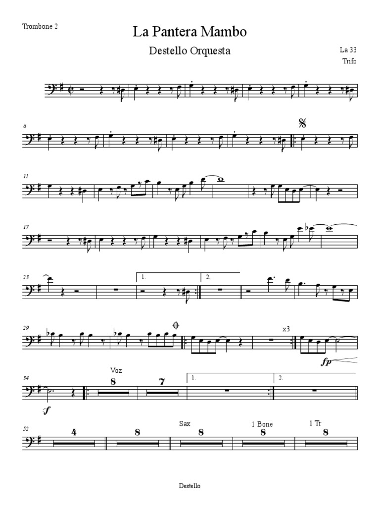La Pantera Mambo - Trombone 2 | PDF