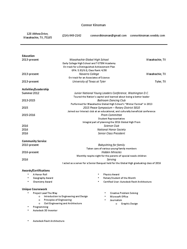 Connor Kinsman Resume | PDF
