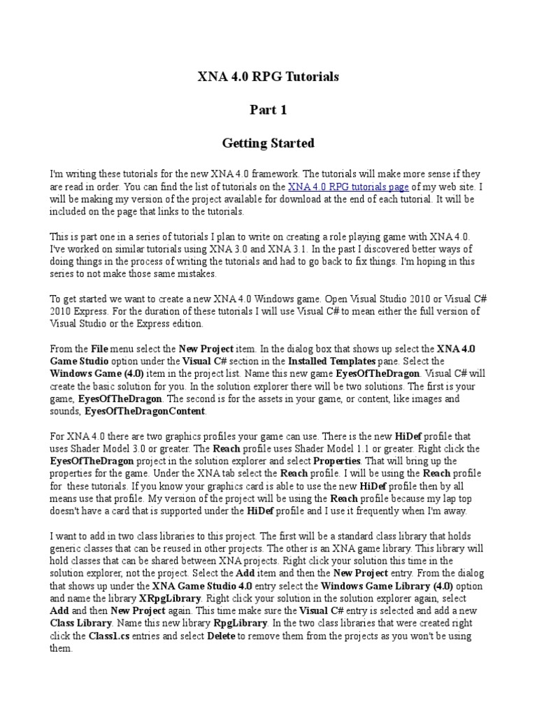 XNA Tutorial 1 - Merged | PDF | Class (Computer Programming) | Method (Computer Programming)