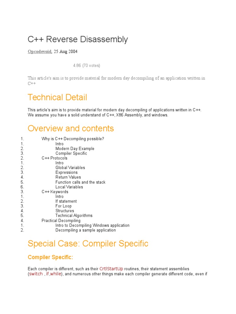 C++ Reverse Disassembly | PDF | Subroutine | Pointer (Computer Programming)
