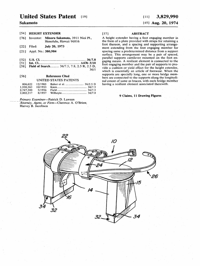 Height Extender Footwear Patent | PDF | Wood | Patent