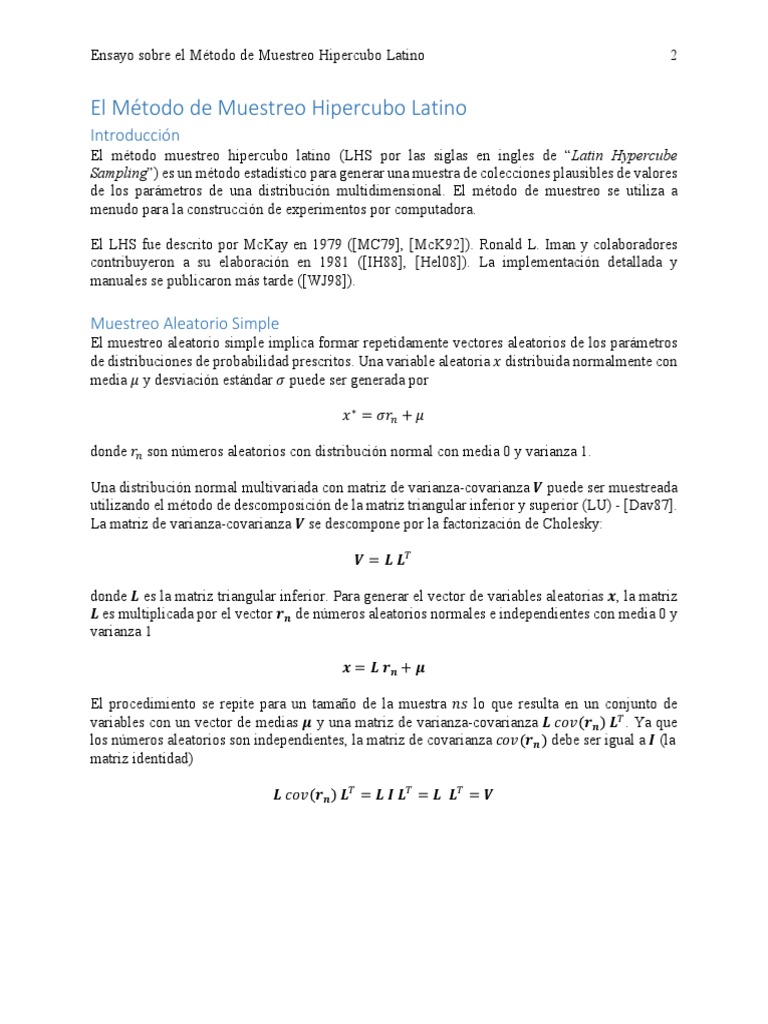 Latin Hypercube Sampling | PDF | Muestreo (Estadísticas) | Simulación