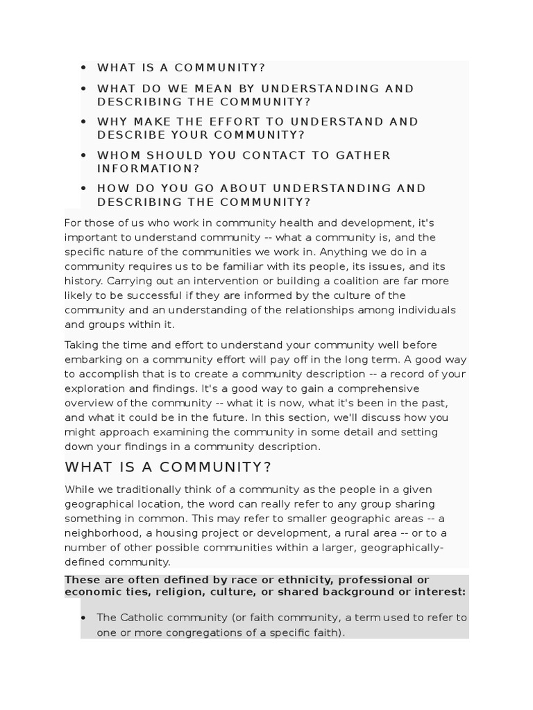 Section 2.understanding and Describing Community | PDF | Community ...