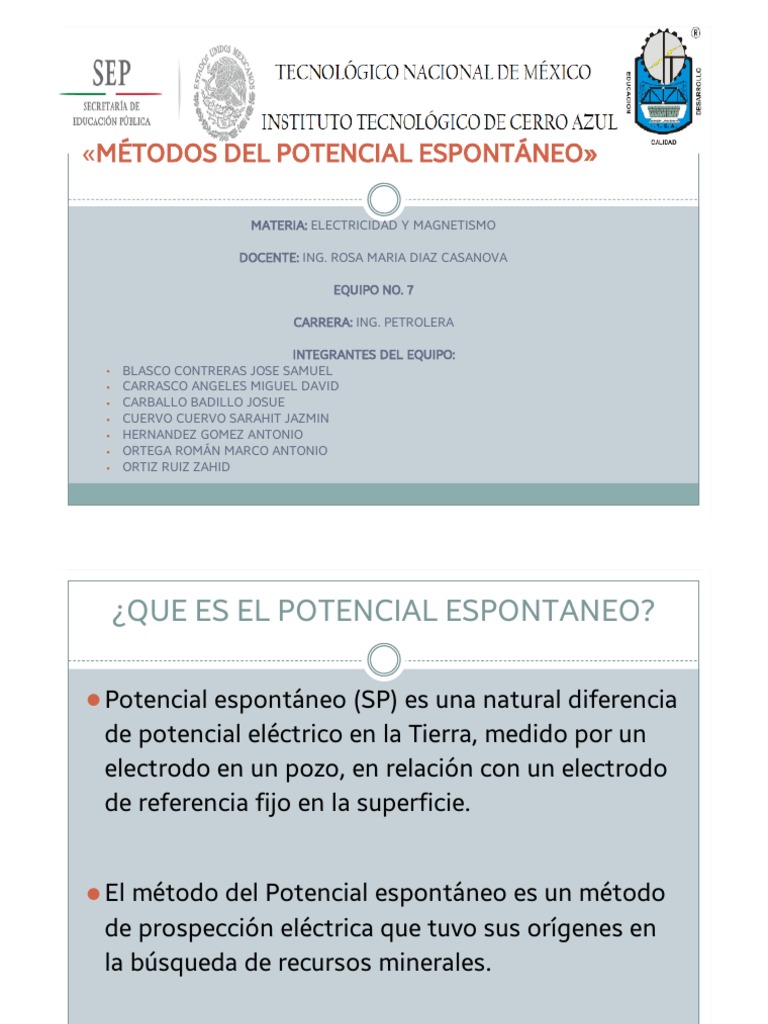 Métodos Del Potencial Espontaneo | PDF | Permeabilidad (Ciencias de la ...