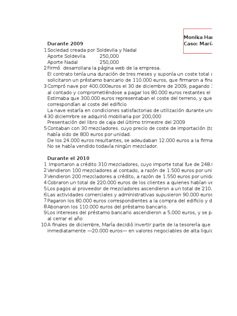 Maria Sol de Vila | PDF | Estado de resultados | Contabilidad