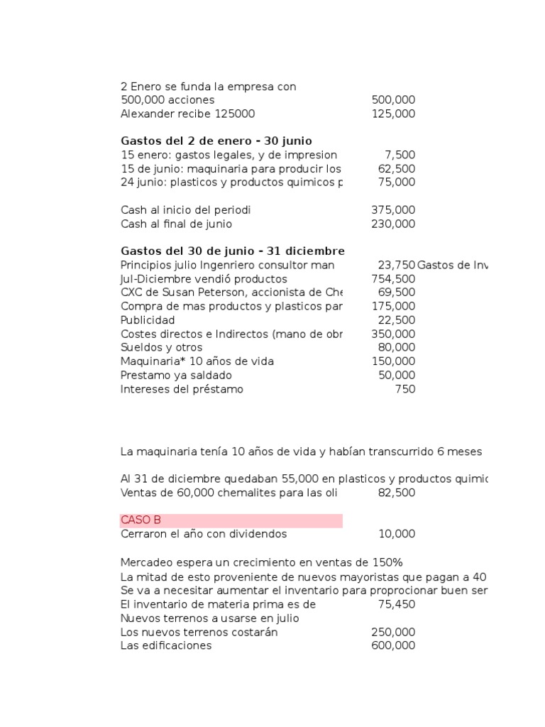 Chemalite | PDF | Flujo de efectivo | Contabilidad