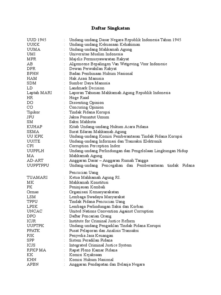 Daftar Singkatan | PDF