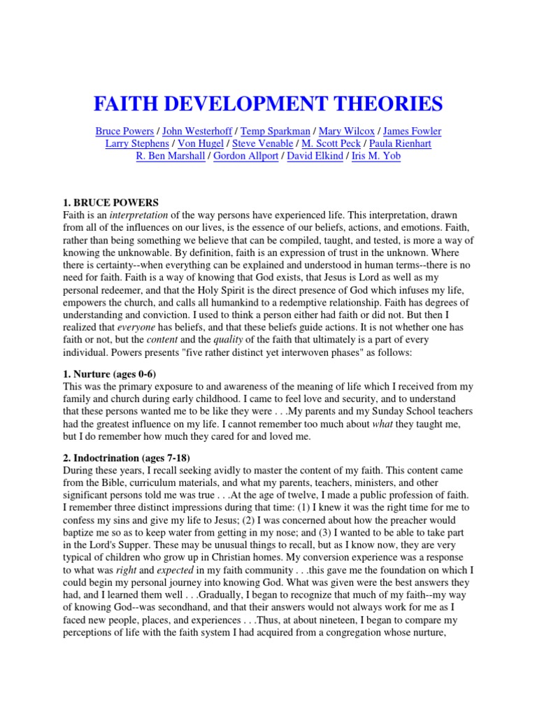 14 Faith Development Theories | PDF | Adolescence | Faith