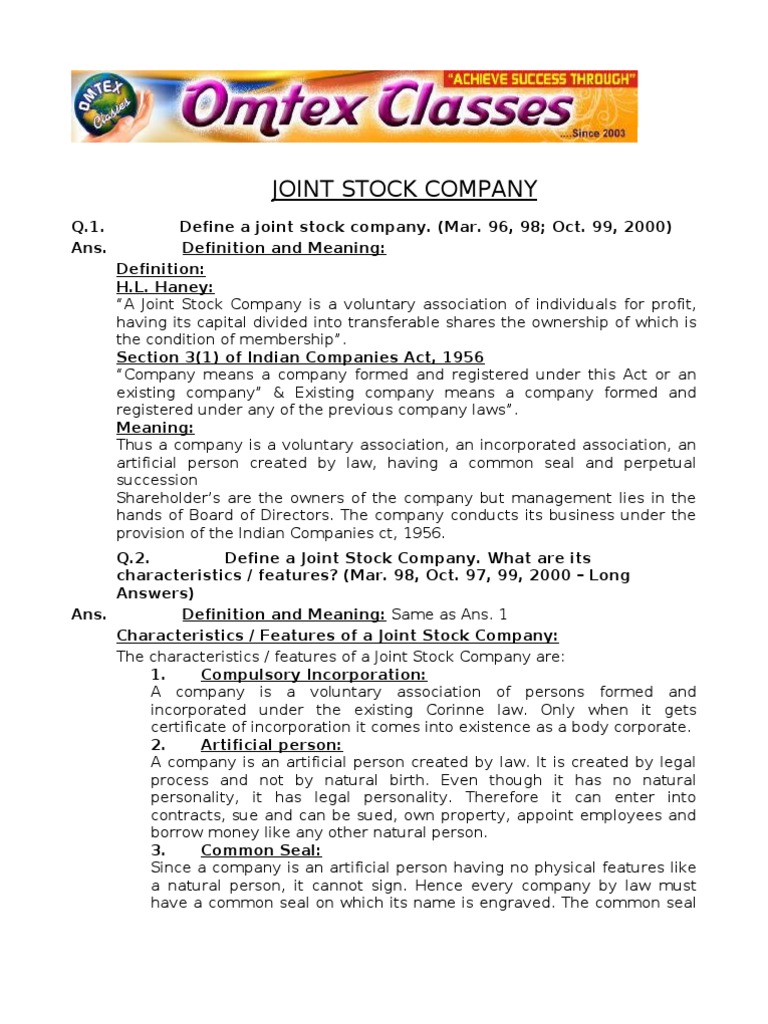 Joint Stock Company Formation And Features Types Of Czech Companies