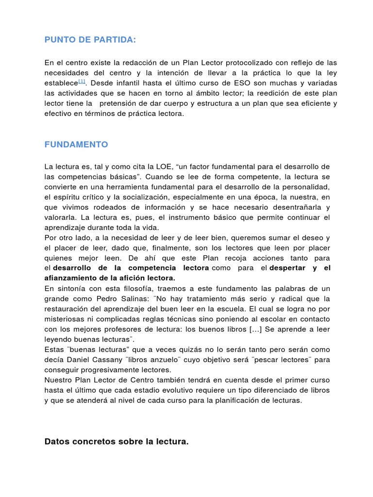 Punto de Partida | PDF | Lectura (proceso) | Palabra