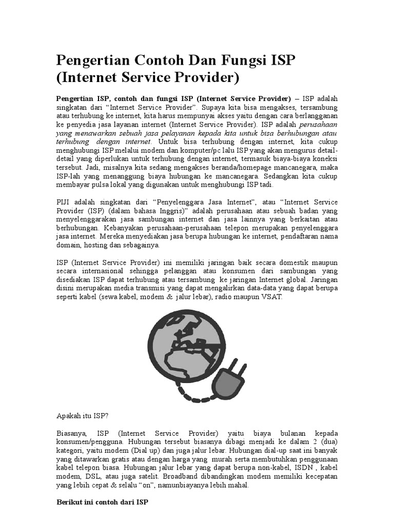 Pengertian Contoh Dan Fungsi ISP | PDF | Teknologi & Rekayasa