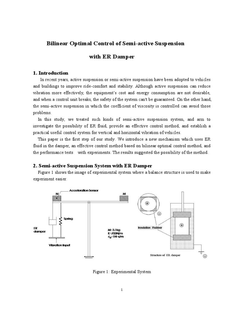 Bilinear Control of ER Damper System | PDF | Suspension (Vehicle) | Physics
