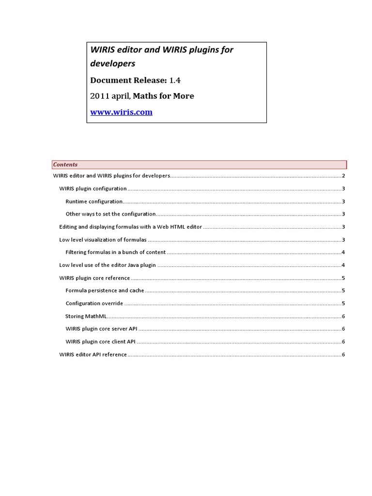 WIRIS Editor and WIRIS Plugins For Developers-1.4 | PDF | Plug In ...