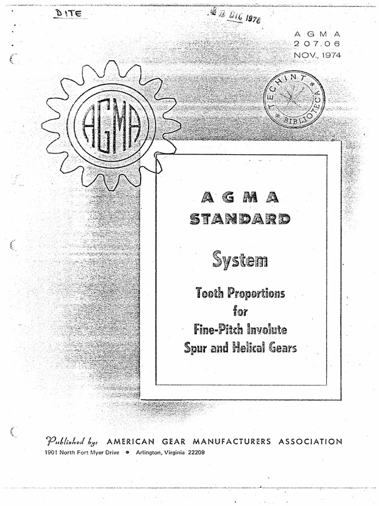 AGMA 207 06 Tooth Proportions | PDF | Technology & Engineering