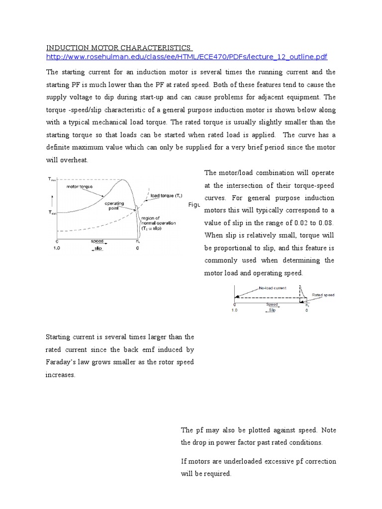 Induction Motor Torque-Speed Characteristics | PDF