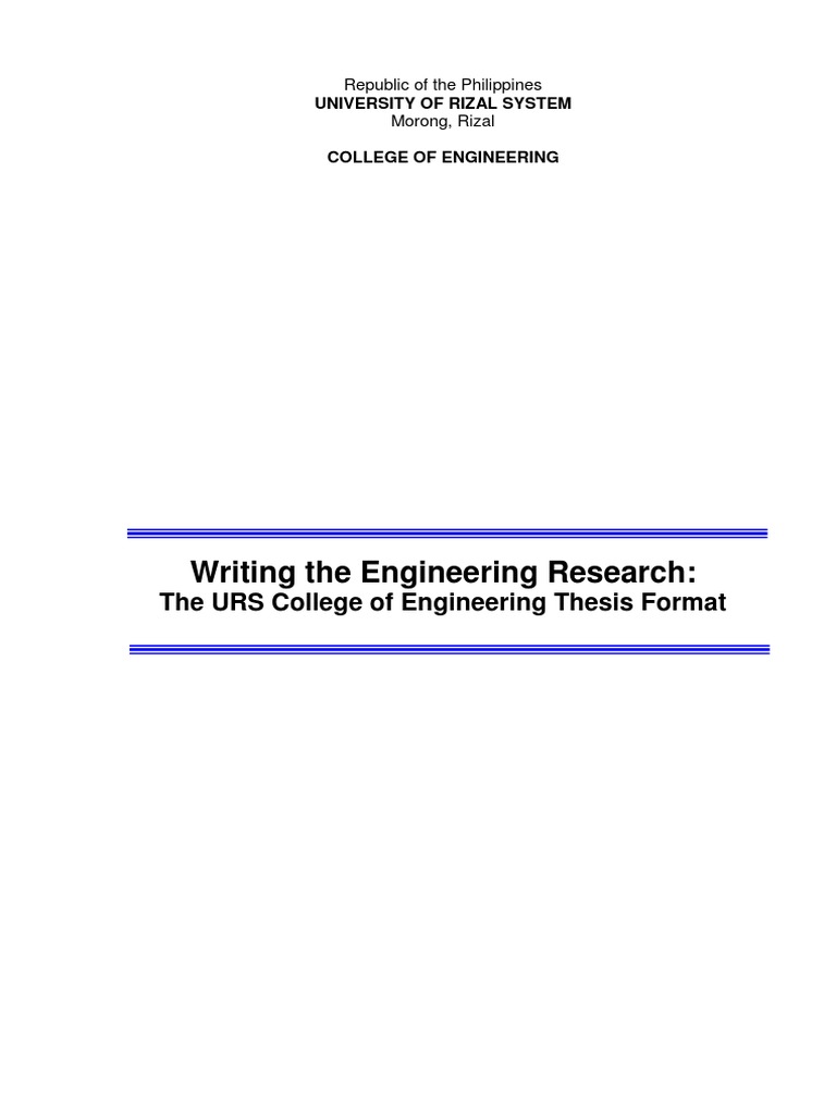 The URS College of Engineering Undergraduate Thesis Format: Guidelines ...
