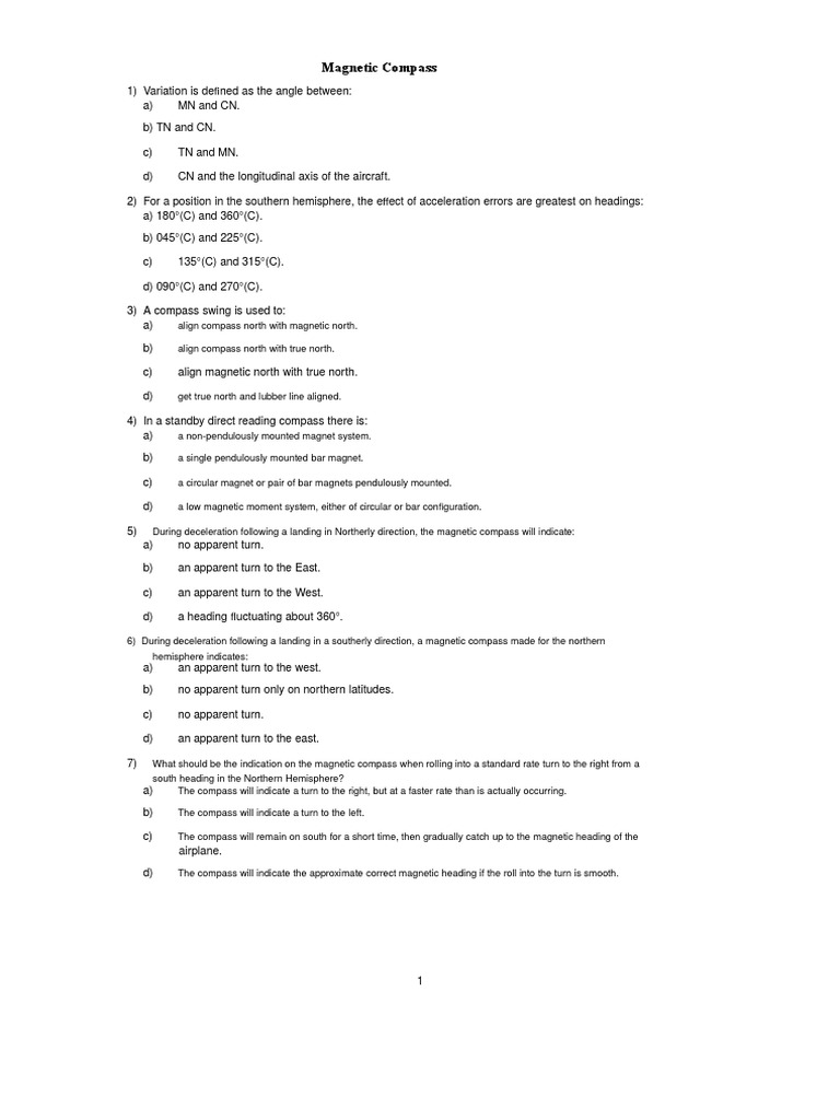 Magnetic Compass | PDF | Compass | Magnetic Field