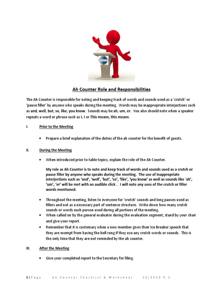 Ah Counter Roles and Responsibilities | PDF