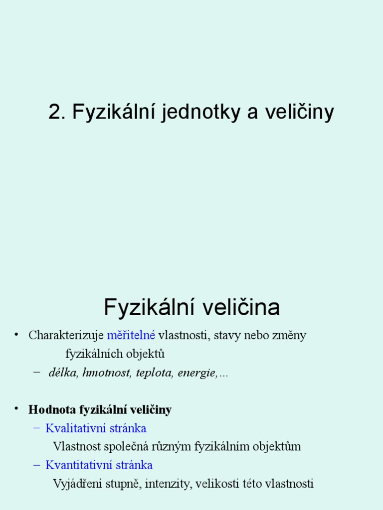Fyzikální Veličiny A Jednotky | PDF
