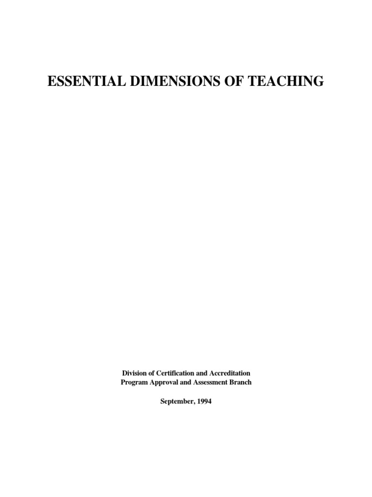 Essential Dimensions of Teaching | PDF | Special Education ...