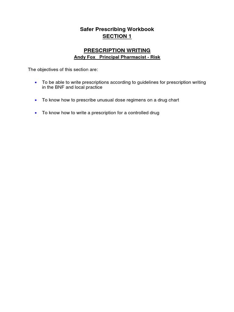 Section1 Prescriptionwriting | PDF | Medical Prescription | Pharmacy