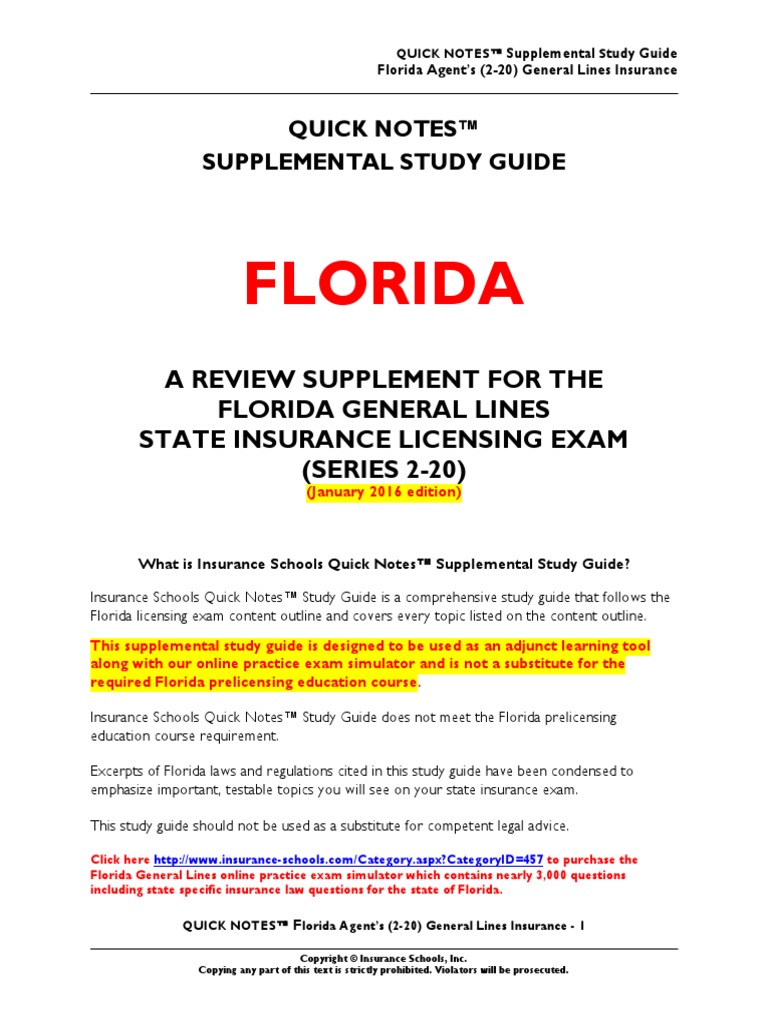 FL Insurance Exam Outline | PDF | Deductible | Insurance