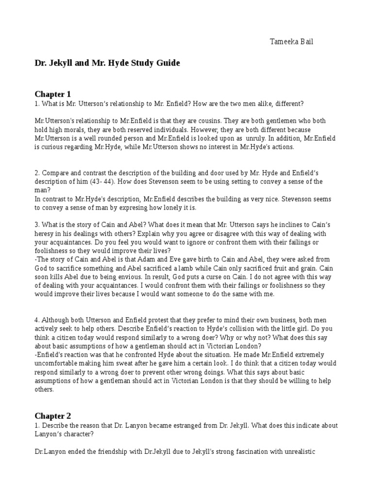Jeckyll & Hyde Study Guide | PDF | Strange Case Of Dr Jekyll And Mr ...