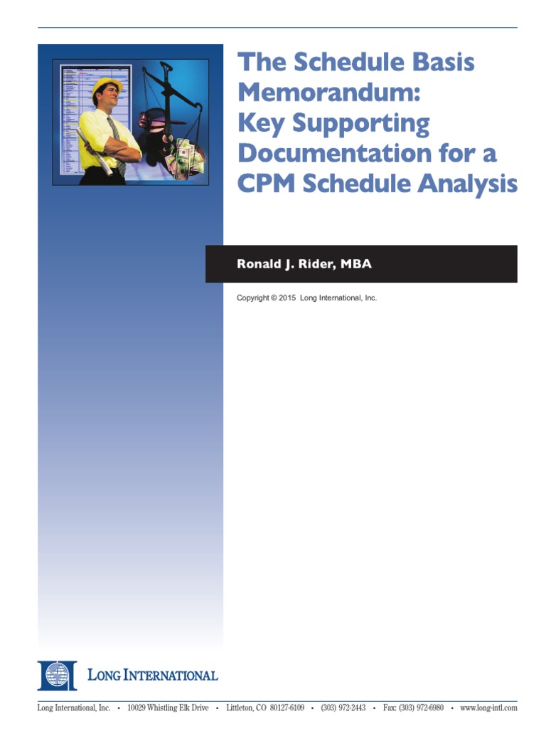 Long Intl Schedule Basis Memorandum-Key Support For A CPM Sched ...