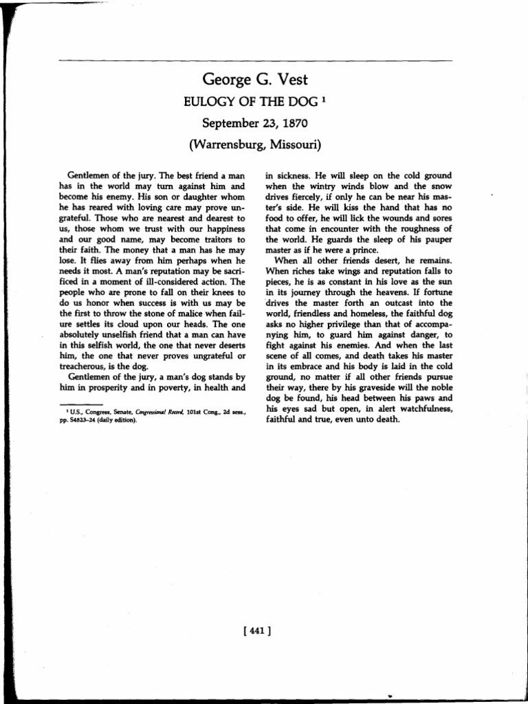 Eulogy for the Faithful Dog | PDF