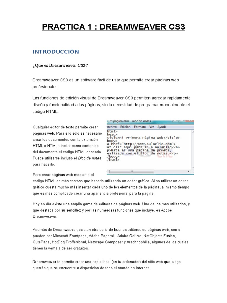 Practicas de Dreamweaver CS3 | PDF | Adobe Dreamweaver | HTML